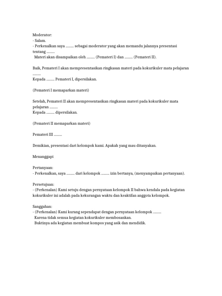 Teks Presentasi Moderator | PDF