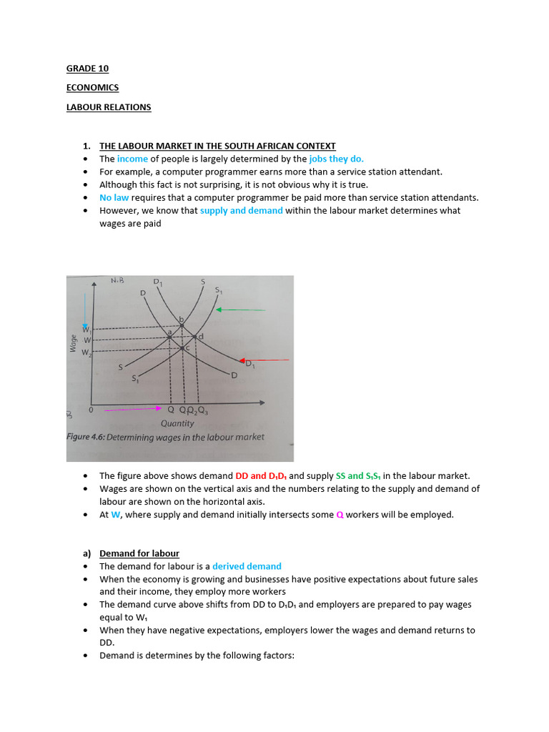 Economics Grade 10 Labour Relations 2 | PDF | Labour Economics ...