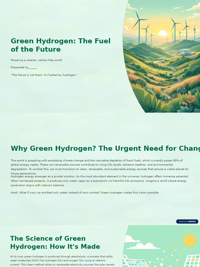 Green Hydrogen: Future Energy Solution | PDF | Hydrogen | Renewable Energy