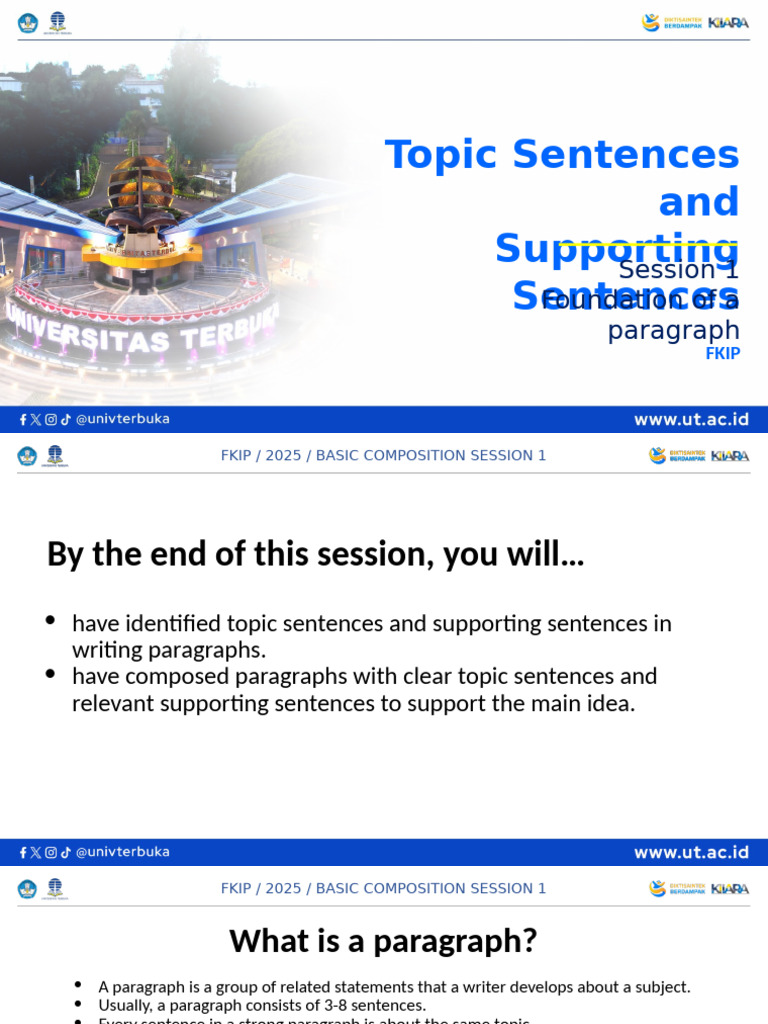 Foundations of Paragraph - Topic Sentence and Supporting Sentences ...