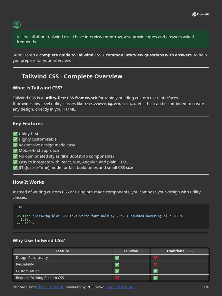 ? Tailwind CSS - Complete Overview | PDF | Bootstrap (Front End Framework) | Software