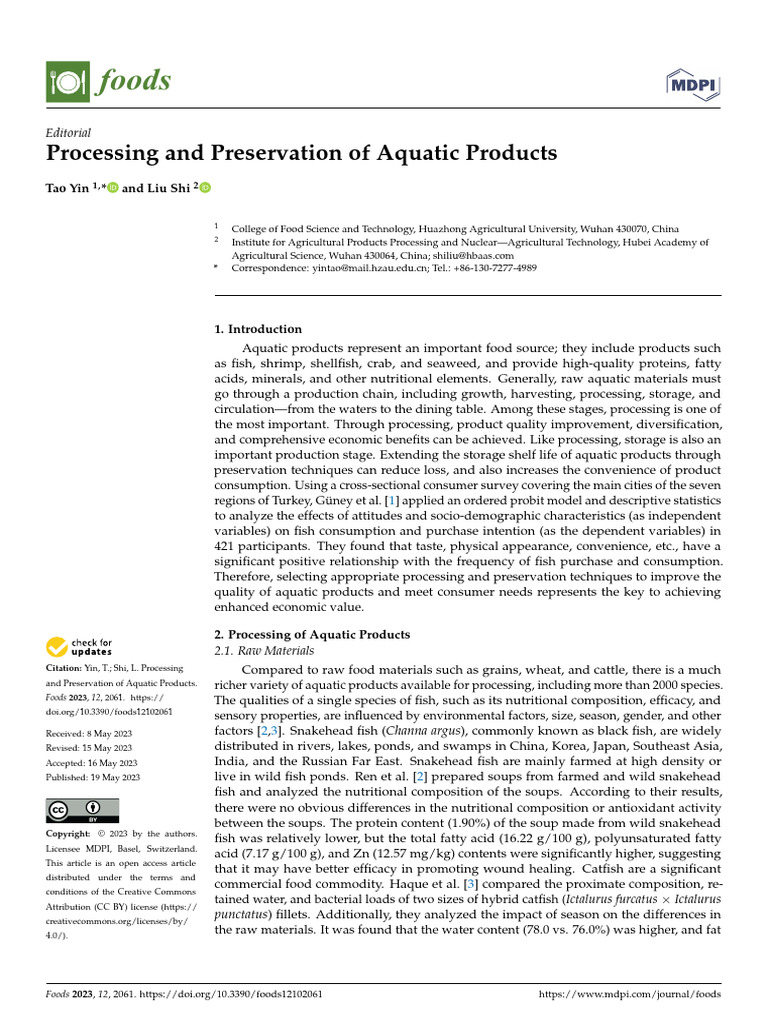Aquatic Products: Processing & Preservation | PDF | Food Preservation ...