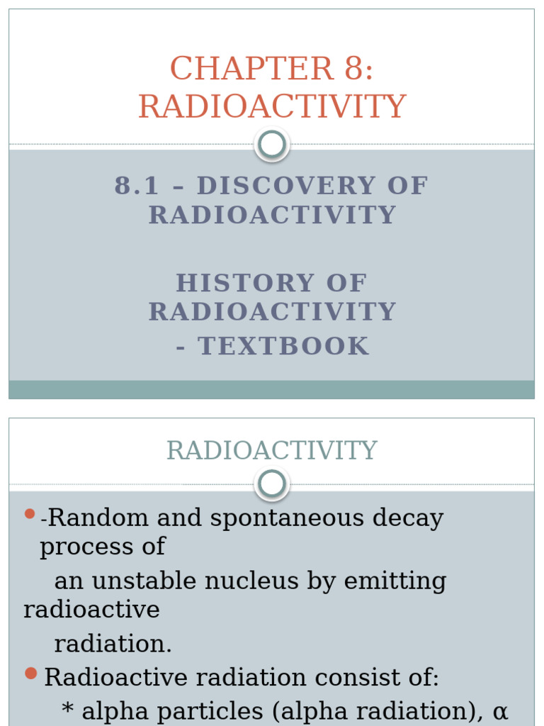 Discovery and History of Radioactivity | PDF | Radioactive Decay ...