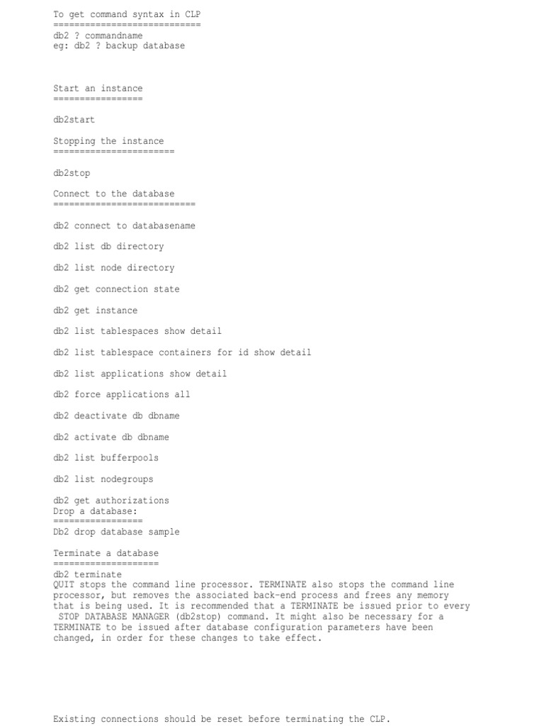 DB2 CMDS | PDF | Ibm Db2 | Databases
