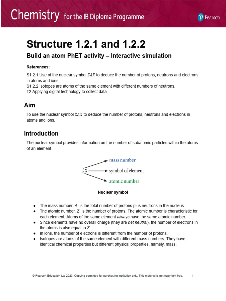 3A 1138422 Structure 1.2 Build An Atom Phet Activity | PDF | Atoms ...