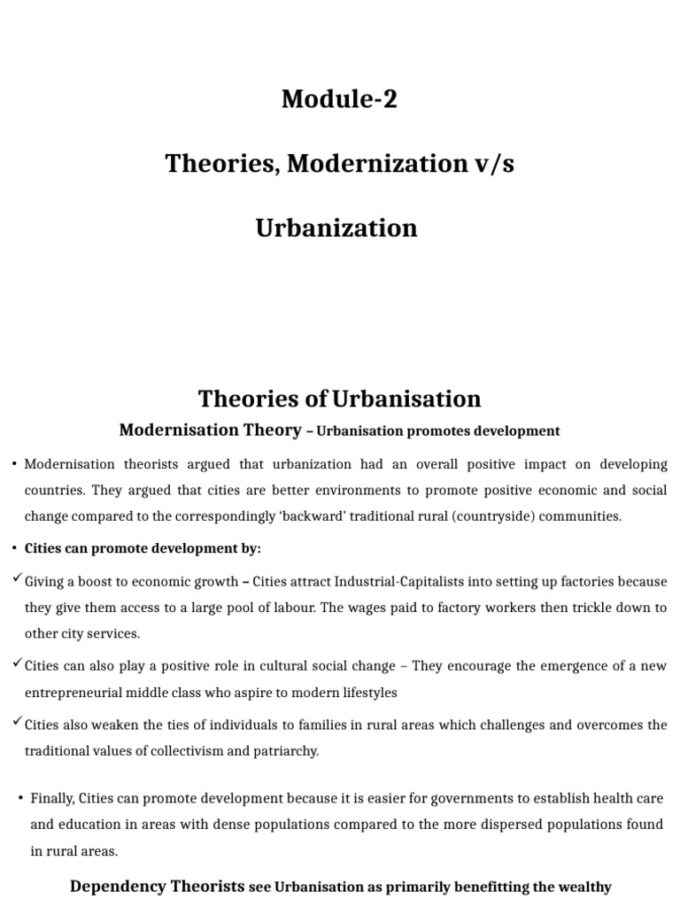 Unit 2 Urbanisation and Theories | PDF | Cost Of Living | Human Migration