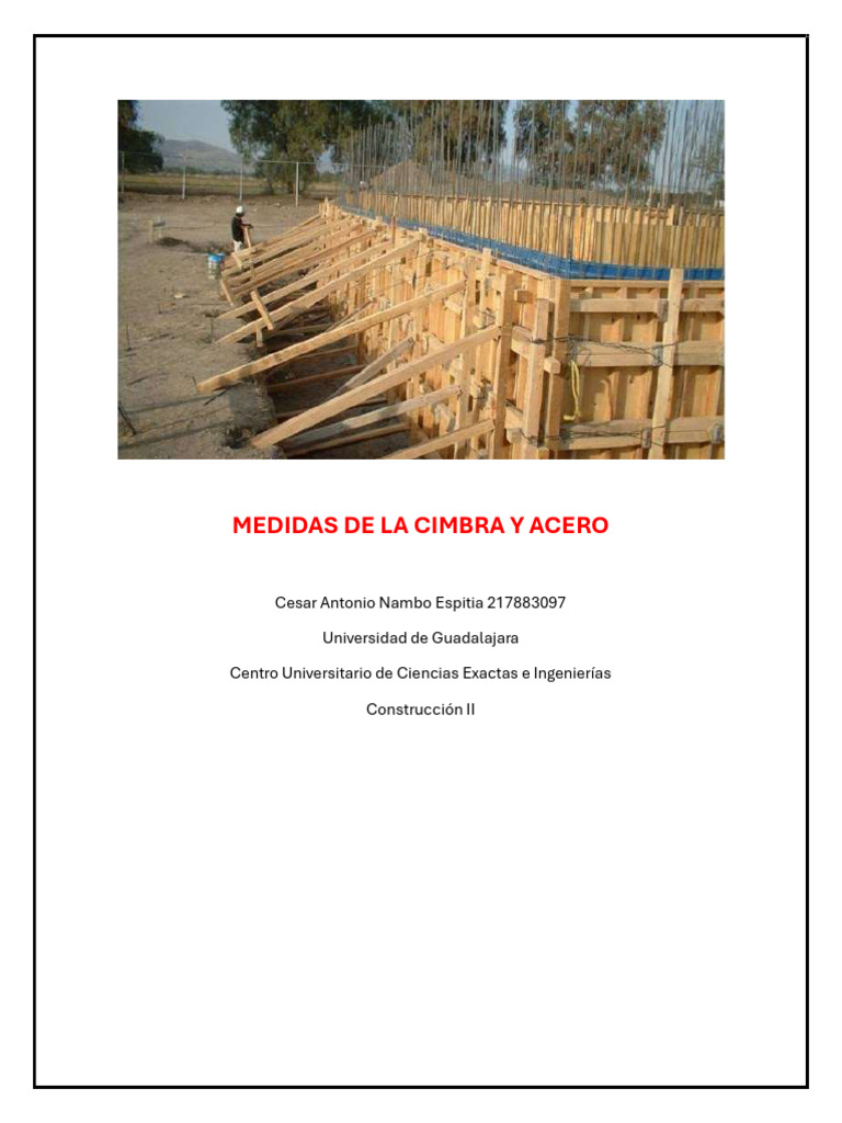 Medidas de Cimbra y Acero en Construcción | PDF