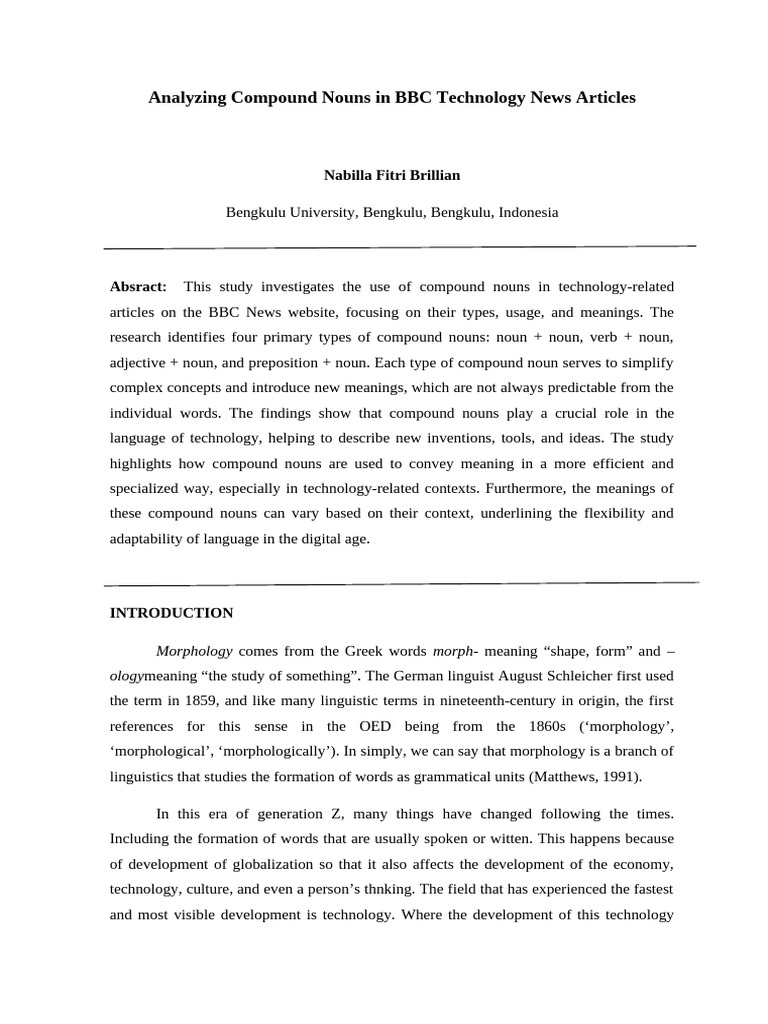 Analyzing Compound Nouns in BBC Technology News Articles-1 | PDF | Noun ...