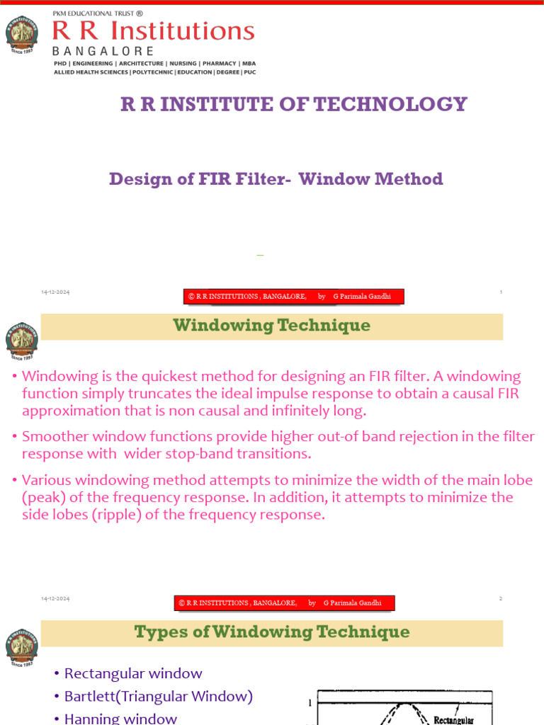 FIR Filter Design Window | PDF | Bandwidth (Signal Processing) | Signal ...