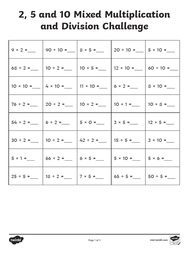 T M 1643110564 2 5 and 10 Mixed Multiplication and Division Times Table ...