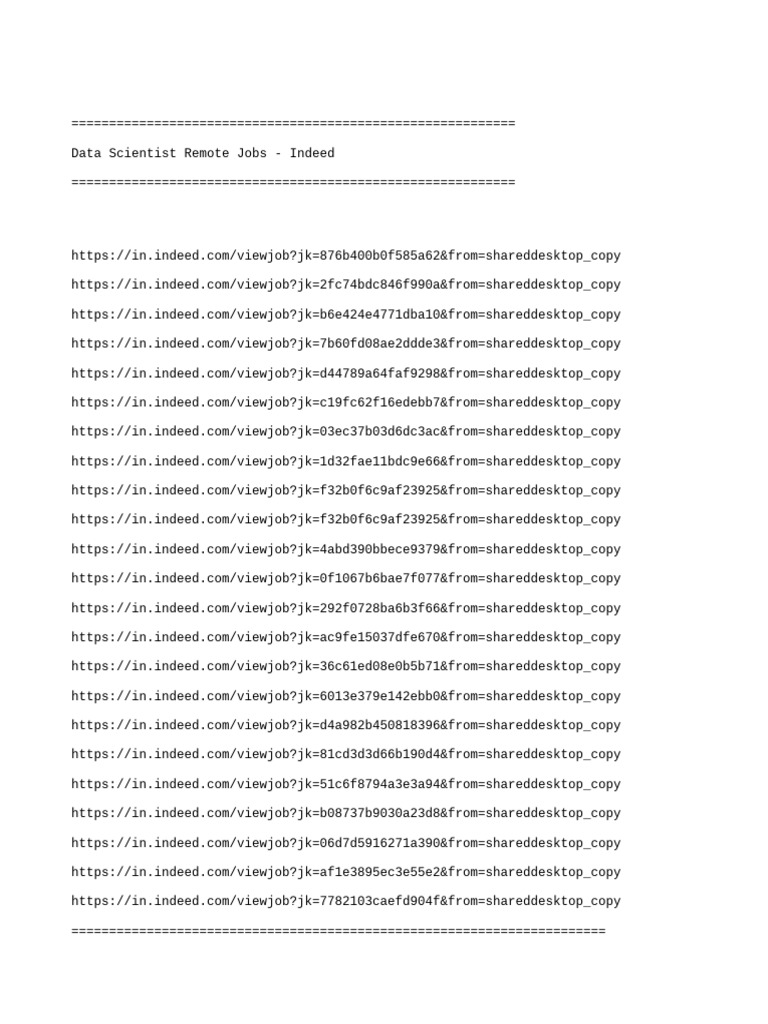 Data Scientist Remote Jobs - Indeed Onlinenotepad - Io | PDF ...