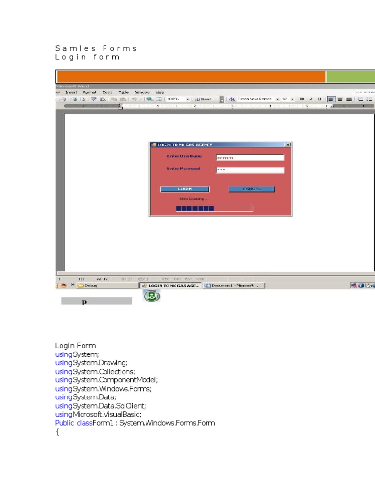 Samles Forms Login Form: Using Using Using Using Using Using Using Using Public Class | PDF ...