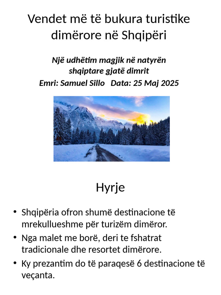 Vendet Dimërore Turistike Shqipëri | PDF