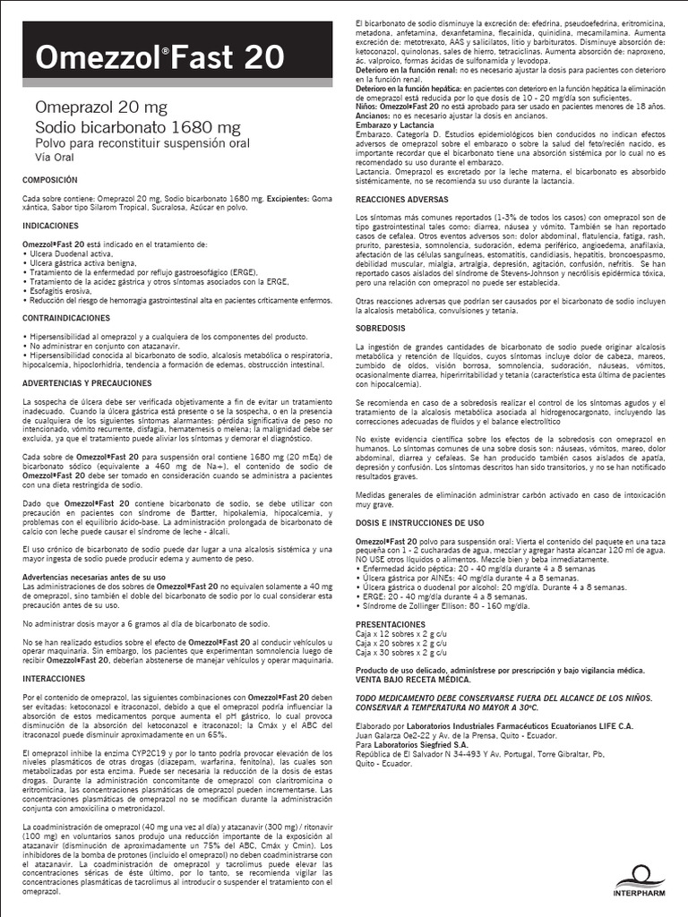 Inserto Omezzol Fast v2 | PDF | La enfermedad por reflujo ...