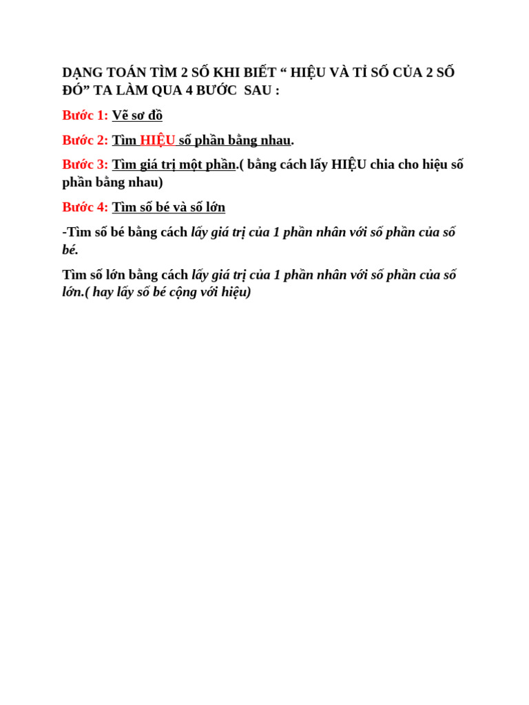 DẠNG TOÁN TÌM 2 SỐ KHI BIẾT | PDF