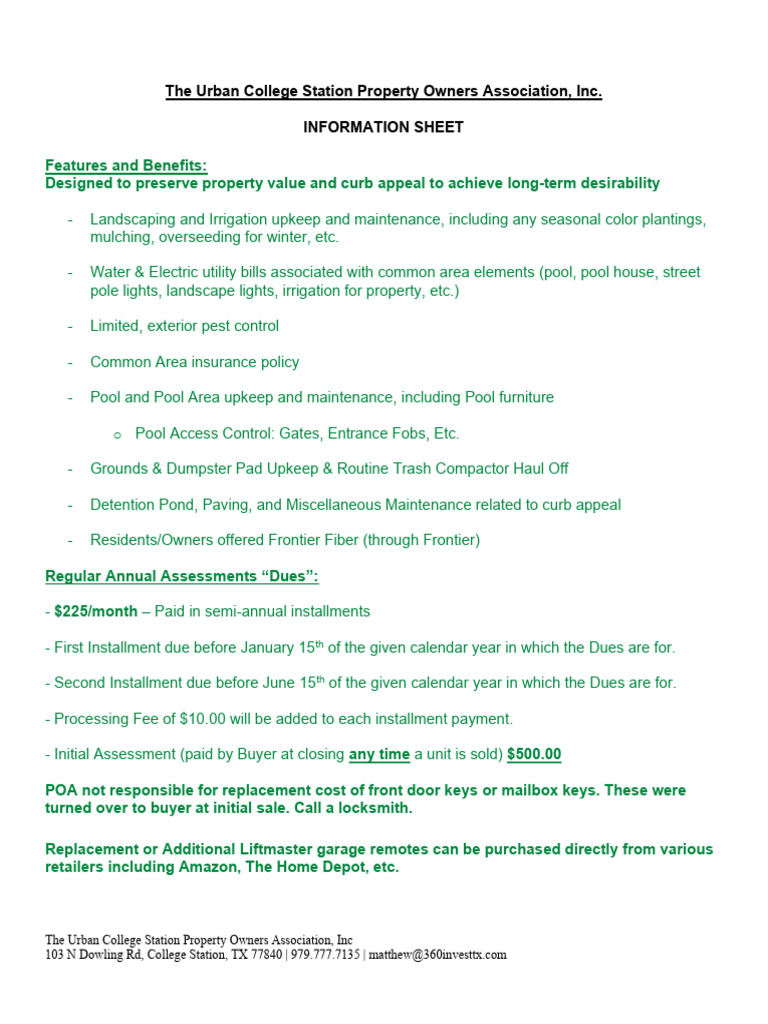 The Urban POA Info Sheet | PDF