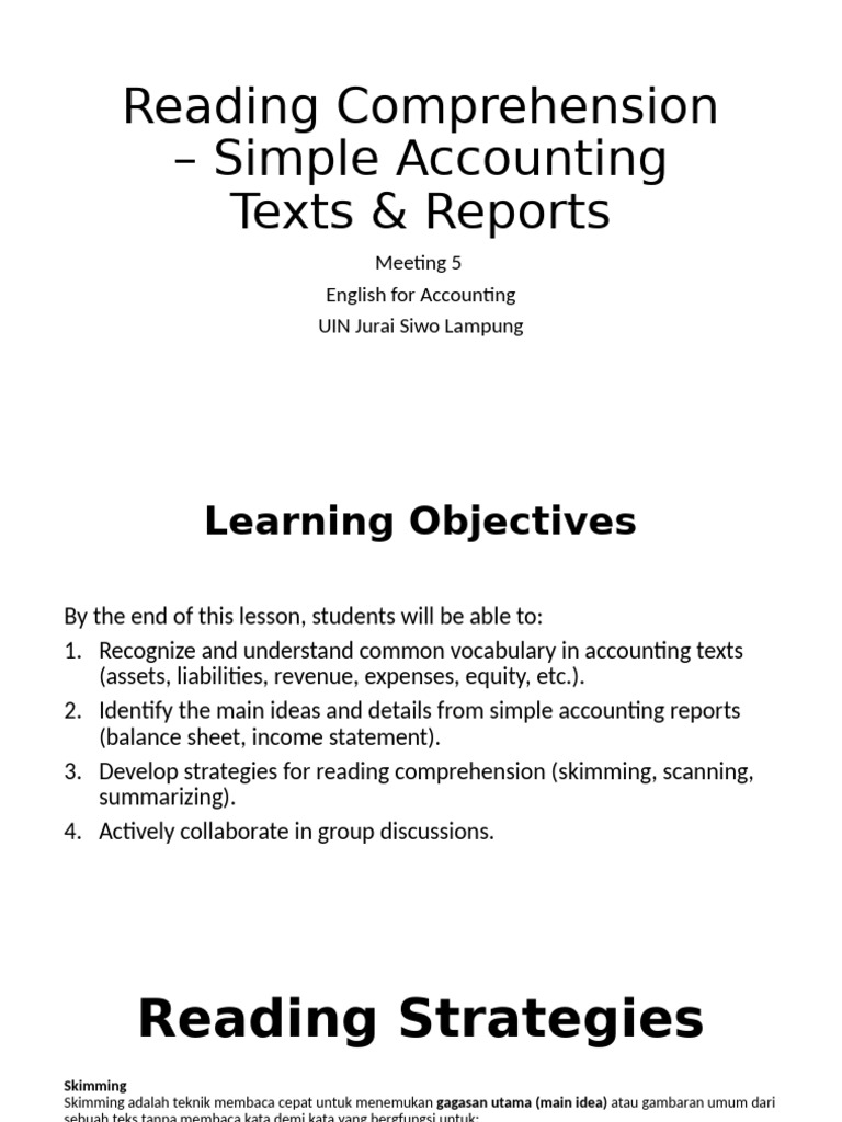 Accounting Reading Comprehension Guide | PDF | Equity (Finance ...