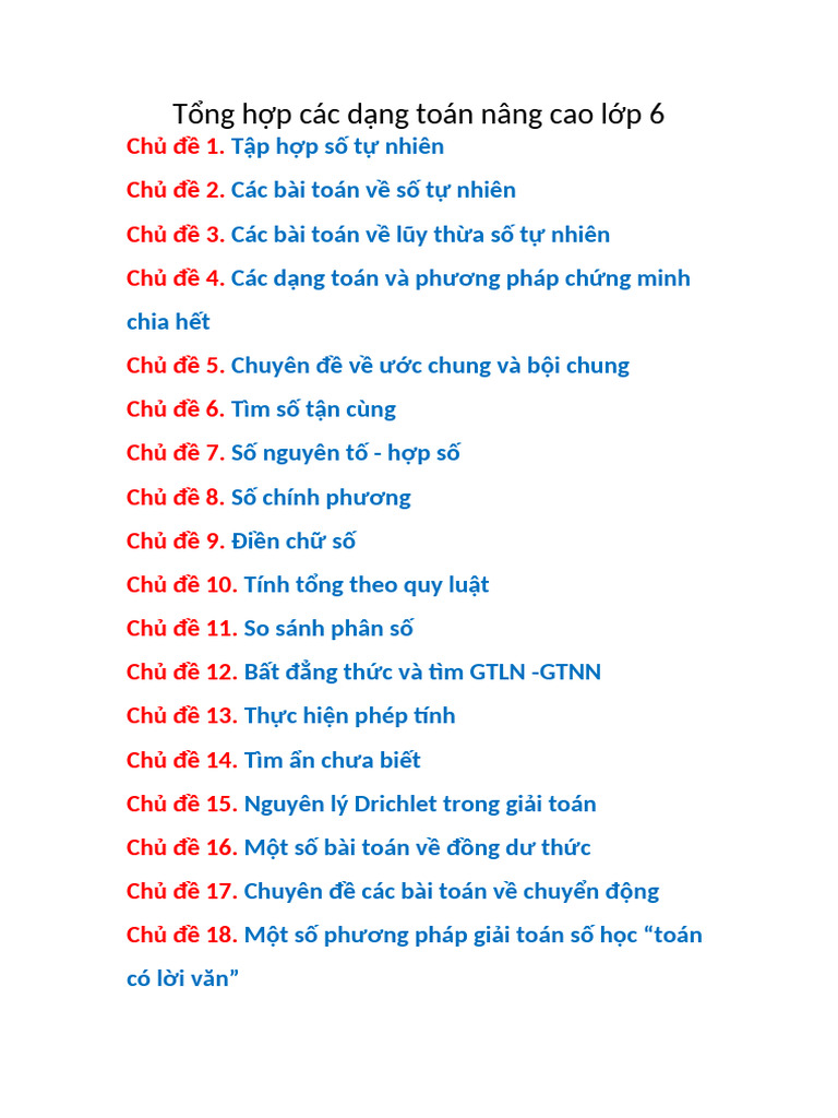 T NG H P Các D NG Toán Nâng Cao L P 6 | PDF