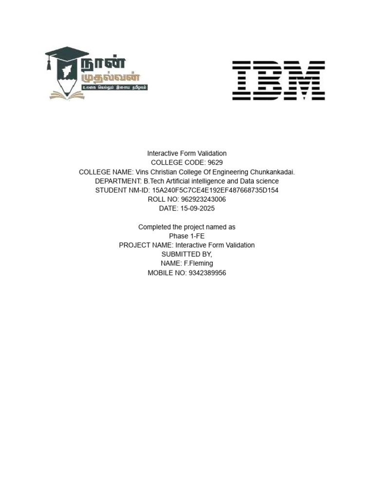 Interactive Form Validation Firstpage | PDF