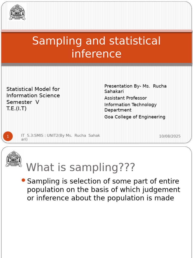 Sampling and Statistical Inference | PDF | Estimator | Errors And Residuals