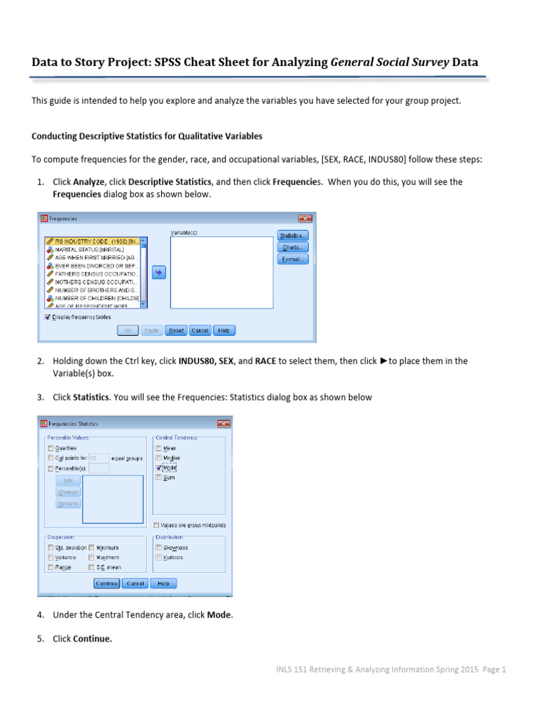 SPSS Cheat Sheet | PDF | Chart | Statistics
