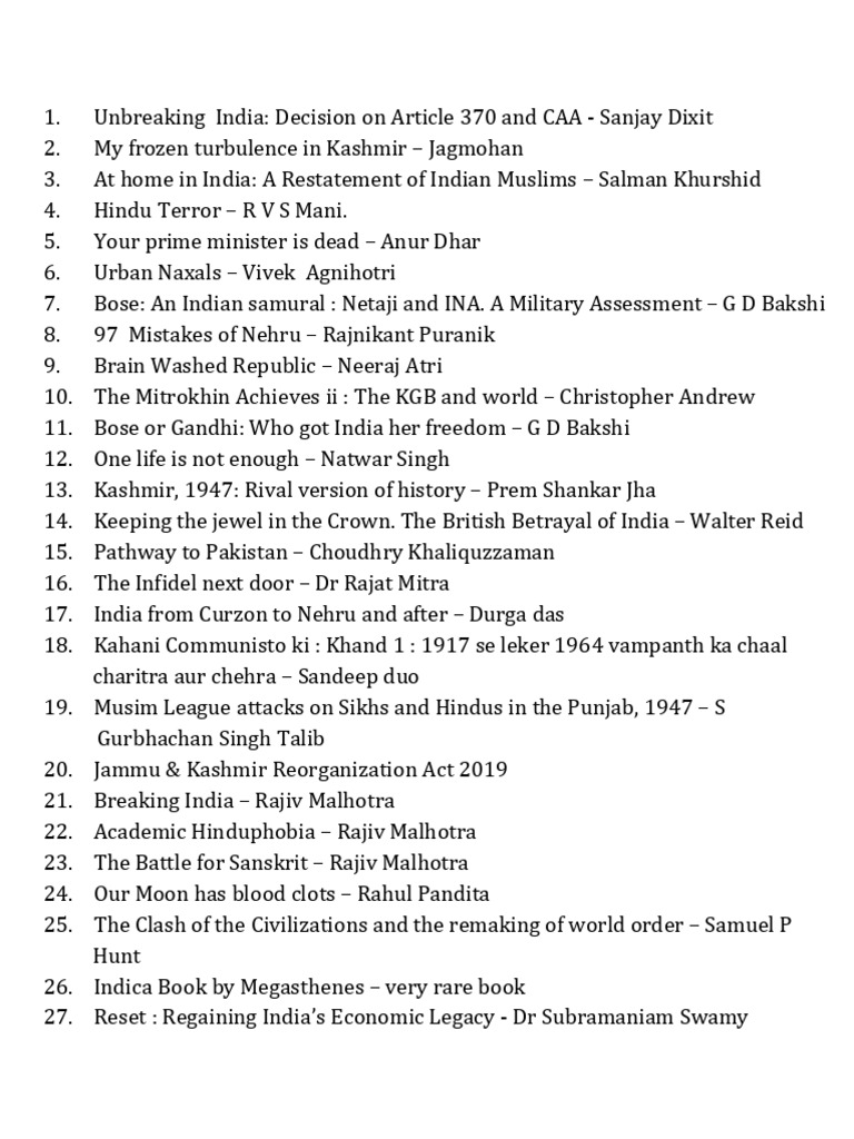 Key Works on Indian History and Politics | PDF