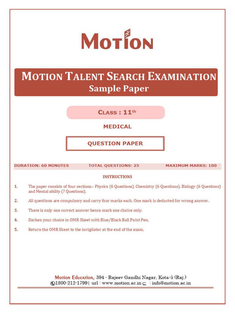 Set 1 Class 11 Medical Mtse Questions 1 | PDF | Periodic Table | Refraction