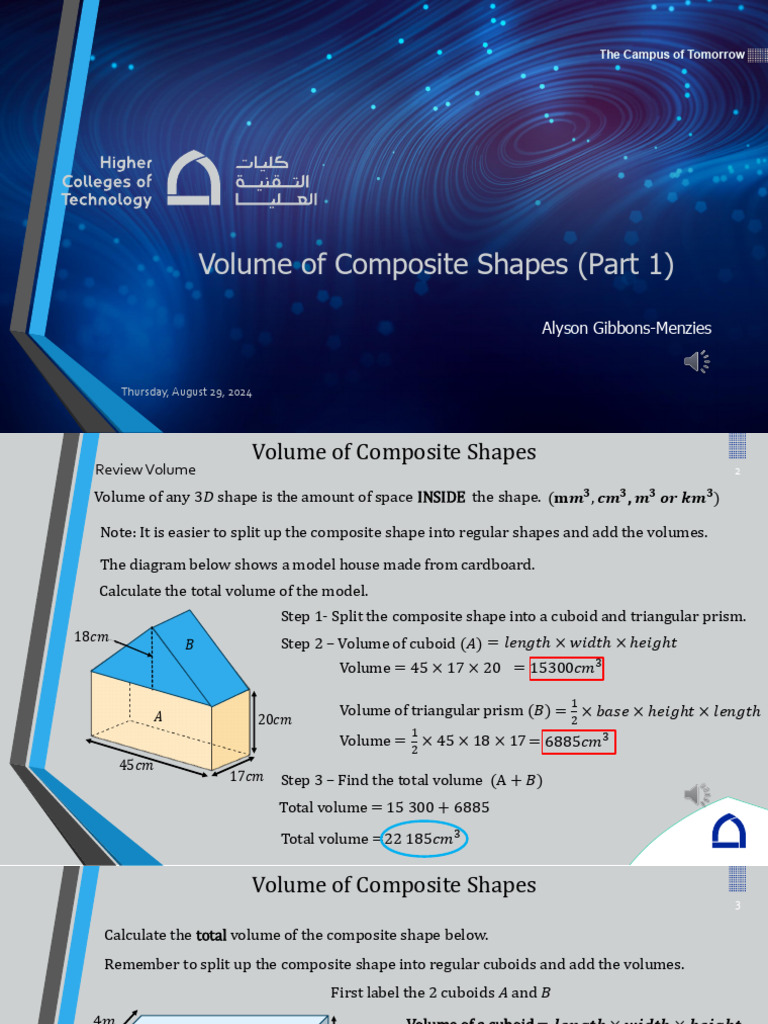 Volume of Composite Shapes - Part 1 | PDF | Volume | Geometric Shapes
