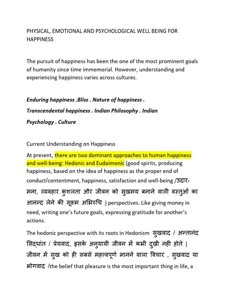 1st Unit Physical, Emotional and Psychological Well Being | PDF | Well ...
