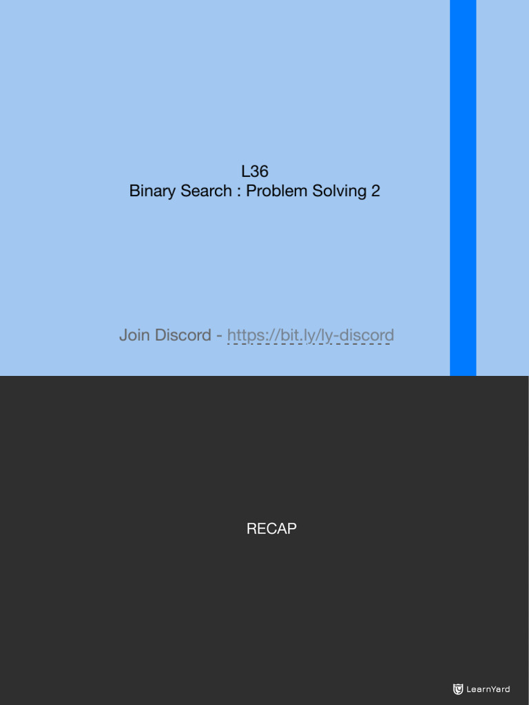 L36 - Binary Search - Problem Solving 2 | PDF | Integer (Computer ...