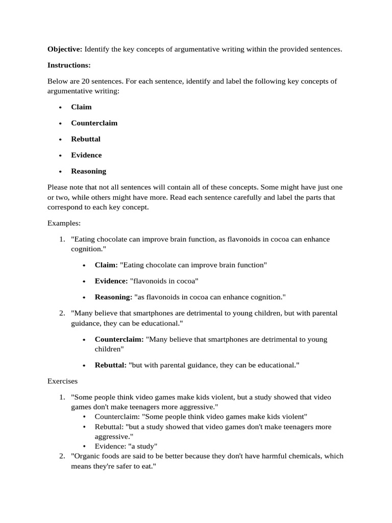 Key Concepts of Argumentative Writing | PDF | Organic Foods