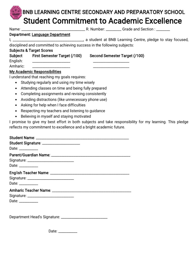 Student's Pledge Format #2018 | PDF