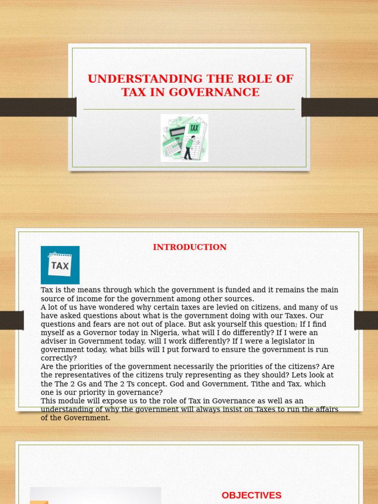 Understanding The Role of Tax in Governance | PDF | Cost Of Living | Taxes
