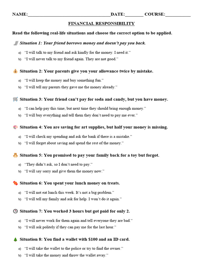 Financial Responsability Workshop #3 | PDF