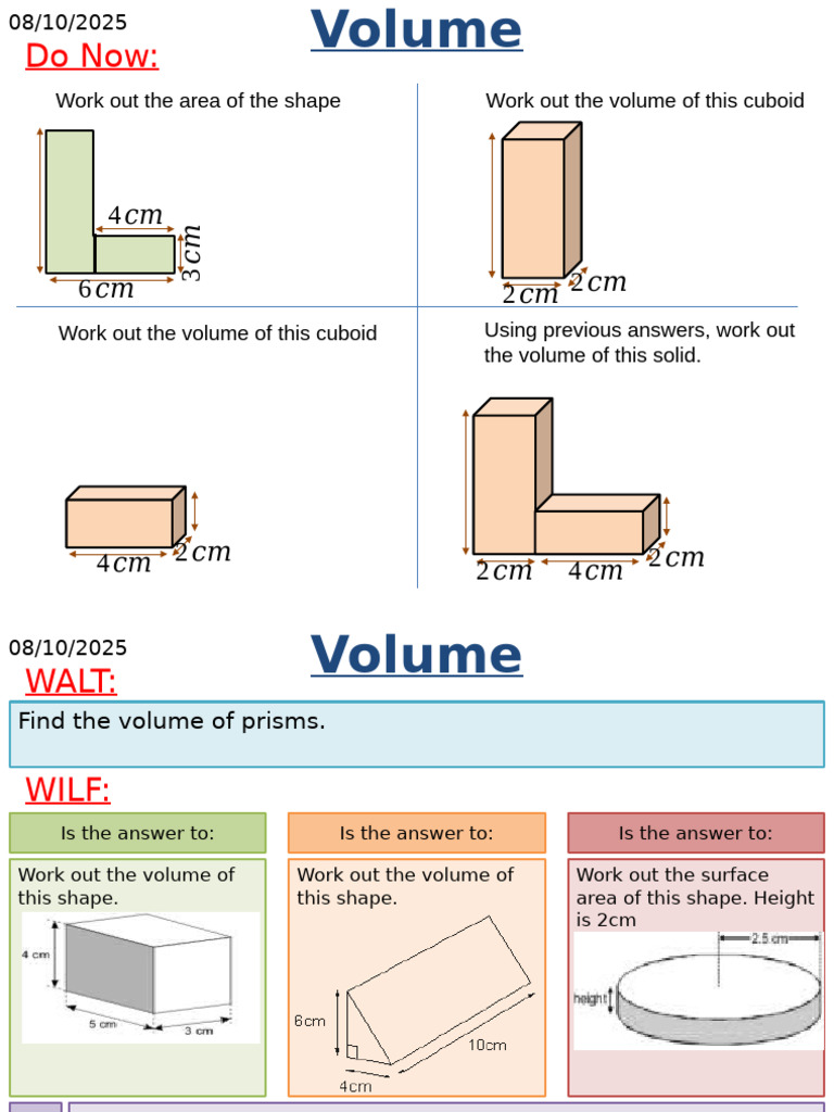 10 Volume of A Prism Pt1 | PDF | Volume | Physical Quantities