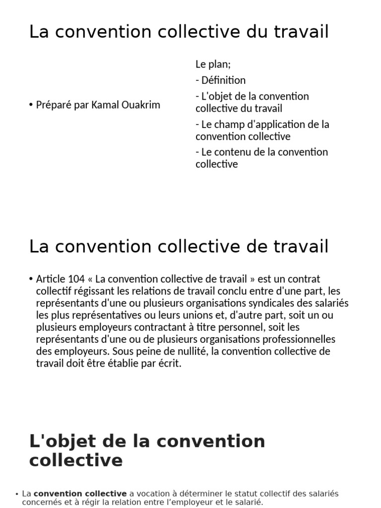 Définition et contenu de la convention collective | PDF | Convention ...