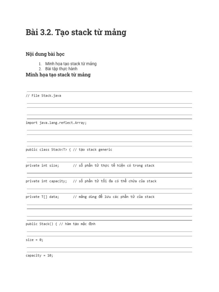 Bài 3.2. Tạo Stack Từ Mảng | PDF