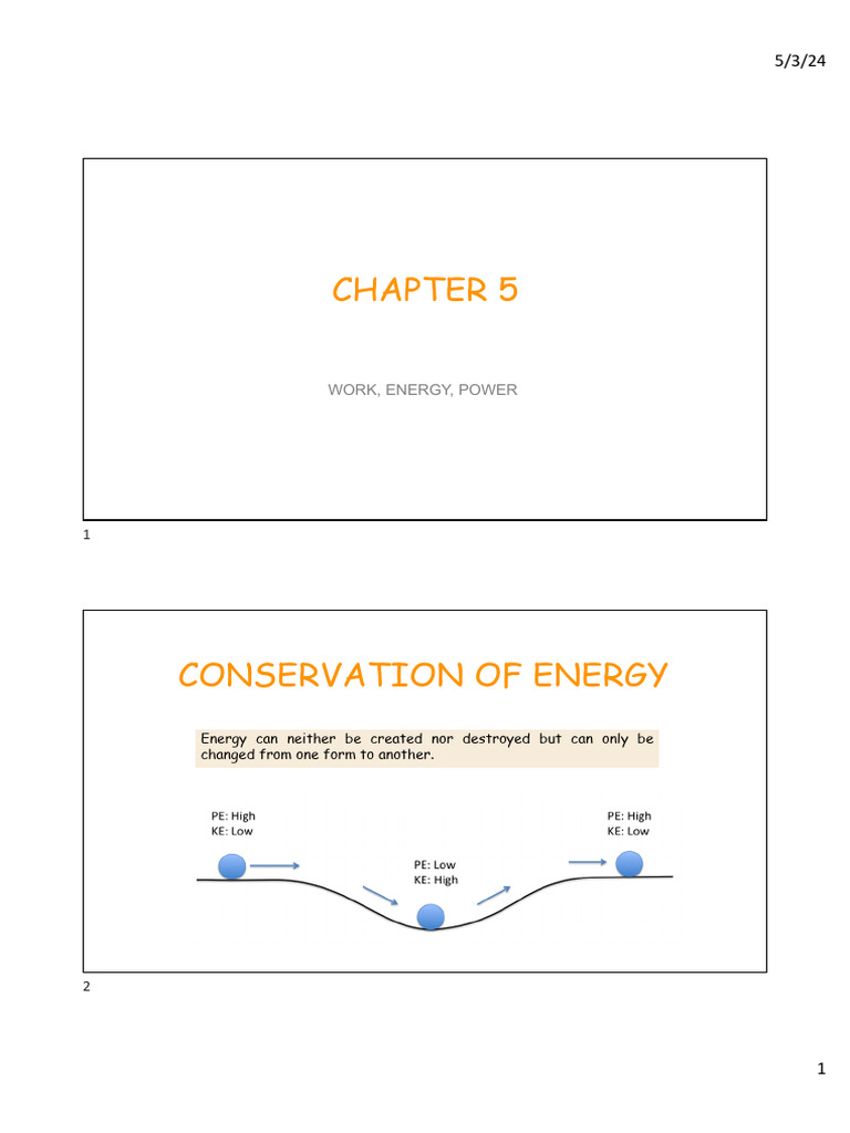 AL Chapter 5 Work, Energy and Power | PDF | Watt | Potential Energy