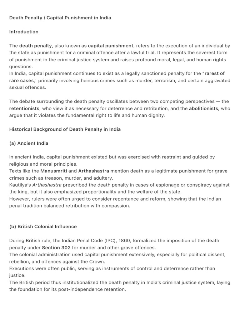 Death Penalty Capital Punishment in India | PDF | Capital Punishment ...