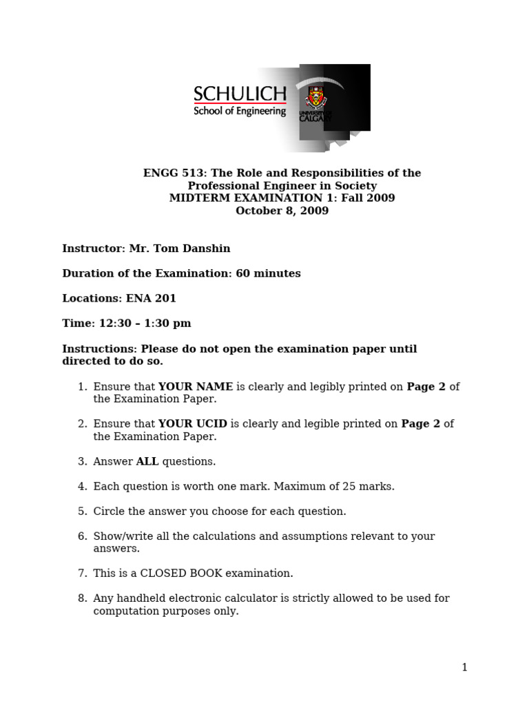 ENGG 513 Midterm Exam: Engineer Roles | PDF | Legal Liability | Limited ...