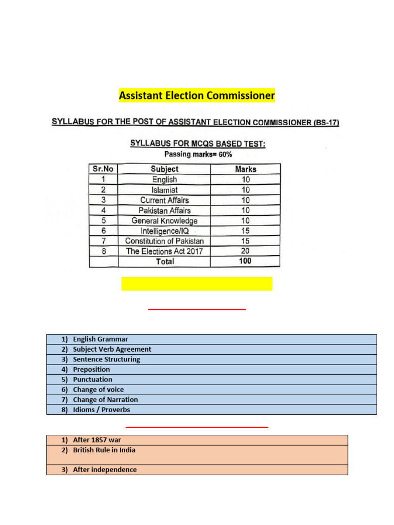 Assistant Election Commissioner Schedule | PDF
