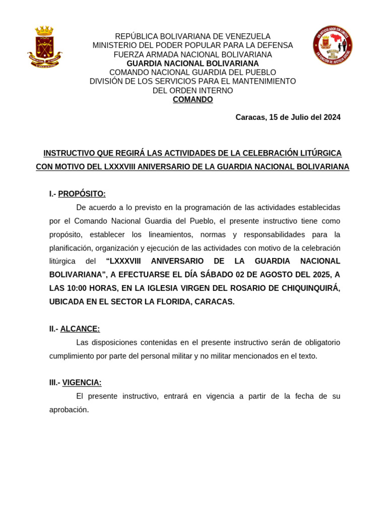 Instructivo Misa Xiii Aniversario Cngp. 15jul25 | PDF