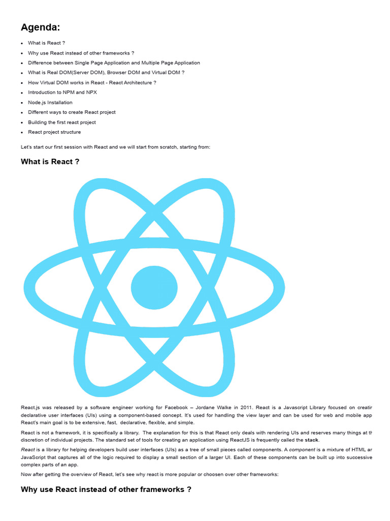 01 - Introduction To React | PDF | Document Object Model | Systems Architecture
