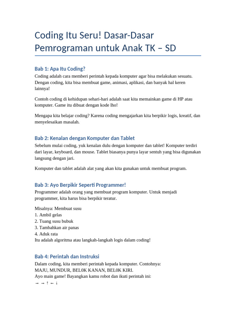 Dasar Coding untuk Anak TK-SD | PDF
