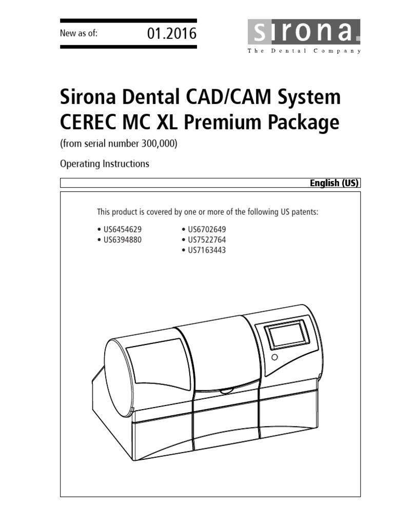 CEREC MC XL Premium Package Operating Instruction | PDF | Dental Implant