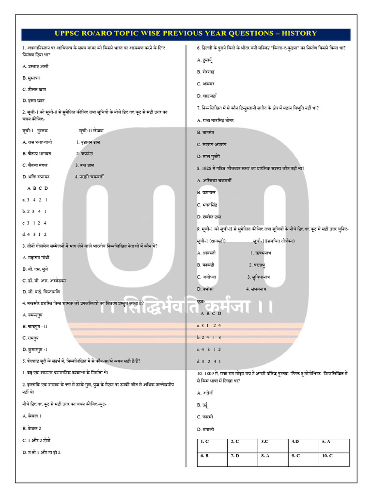 Uppsc Ro Aro Pyq Tpoic Wise - 250706 - 160607 | PDF