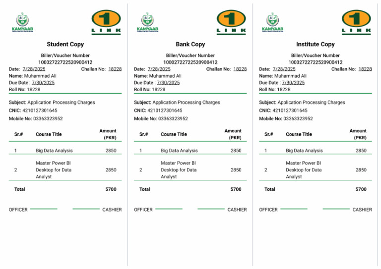 Kfpprogram - PK Bank Challan | PDF