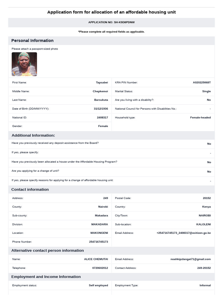 BomaYangu Allocation Application Form 2408317 | PDF | Mortgages | Money