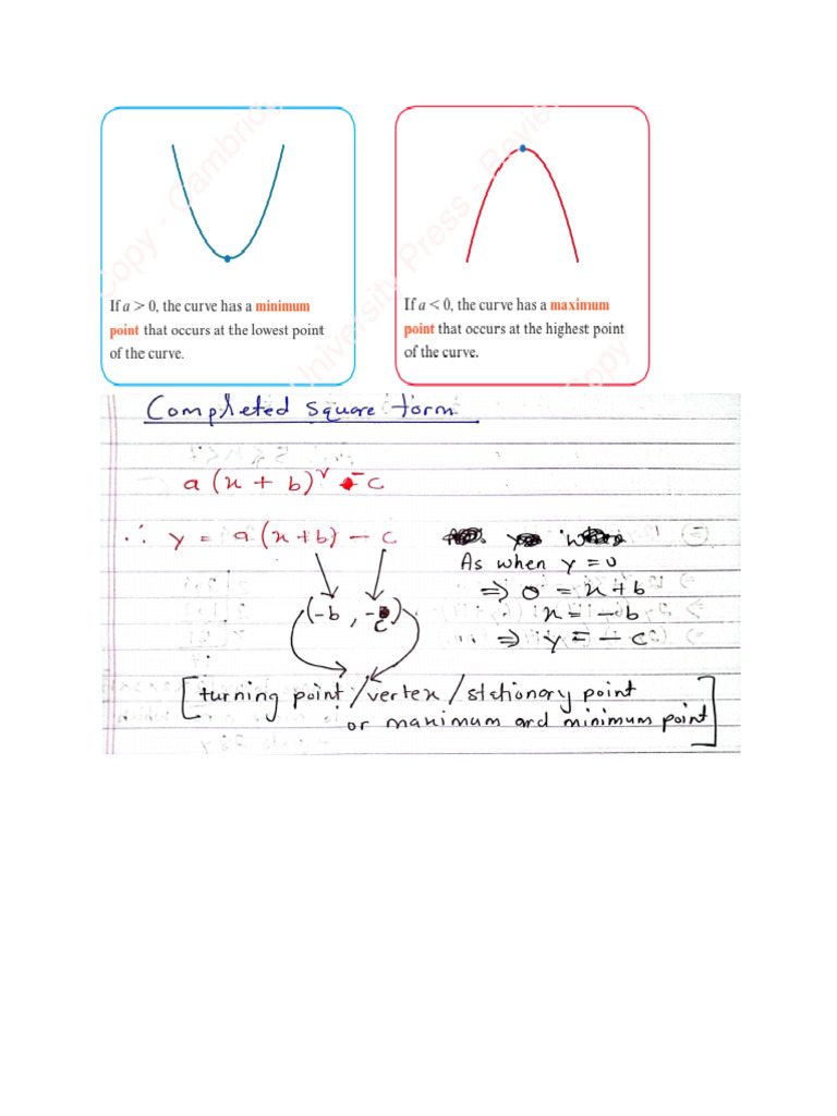1.6 Maximum and Minimum Values of A Quadratic Function | PDF