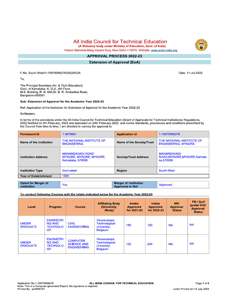 AICTE Approval 11-7-22 | PDF